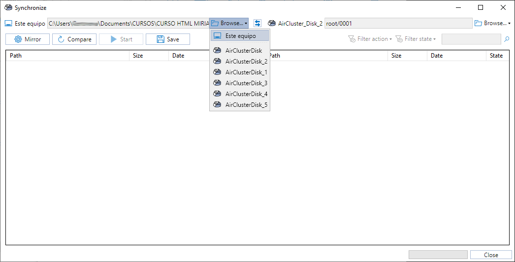 Synchronize between local disk and your cloud