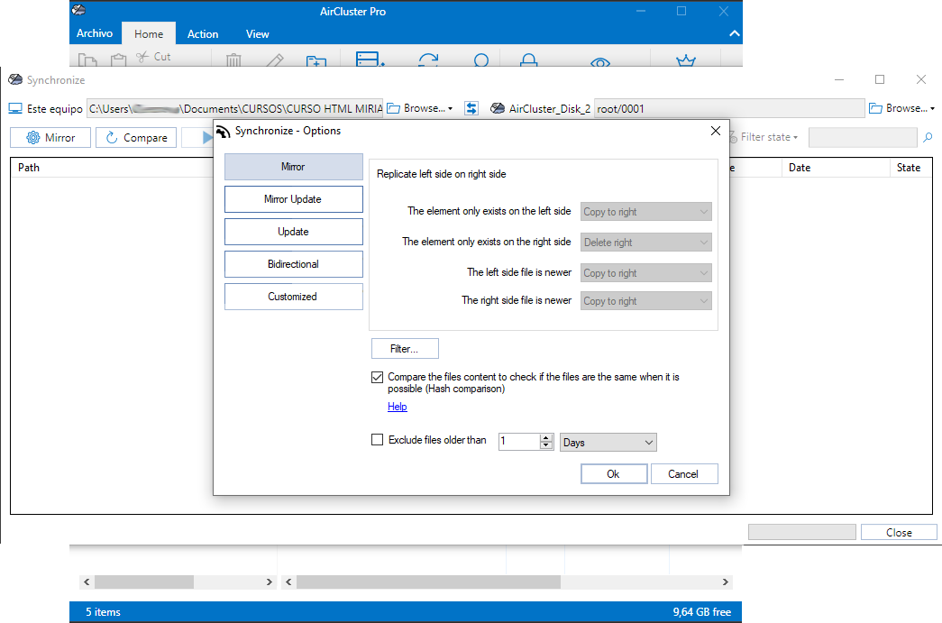 Synchronize between local disk and your cloud