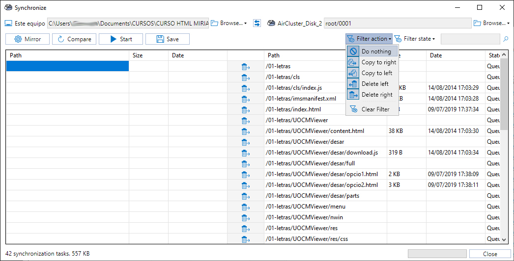 Synchronize between local disk and your cloud