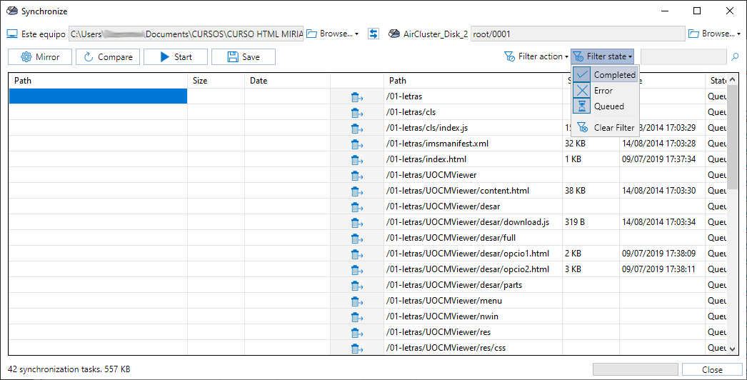 Synchronize between local disk and your cloud