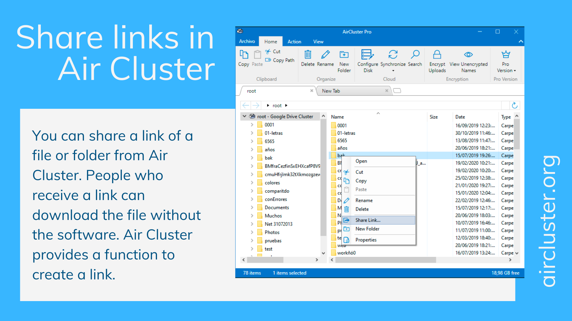 Share links in Air Cluster