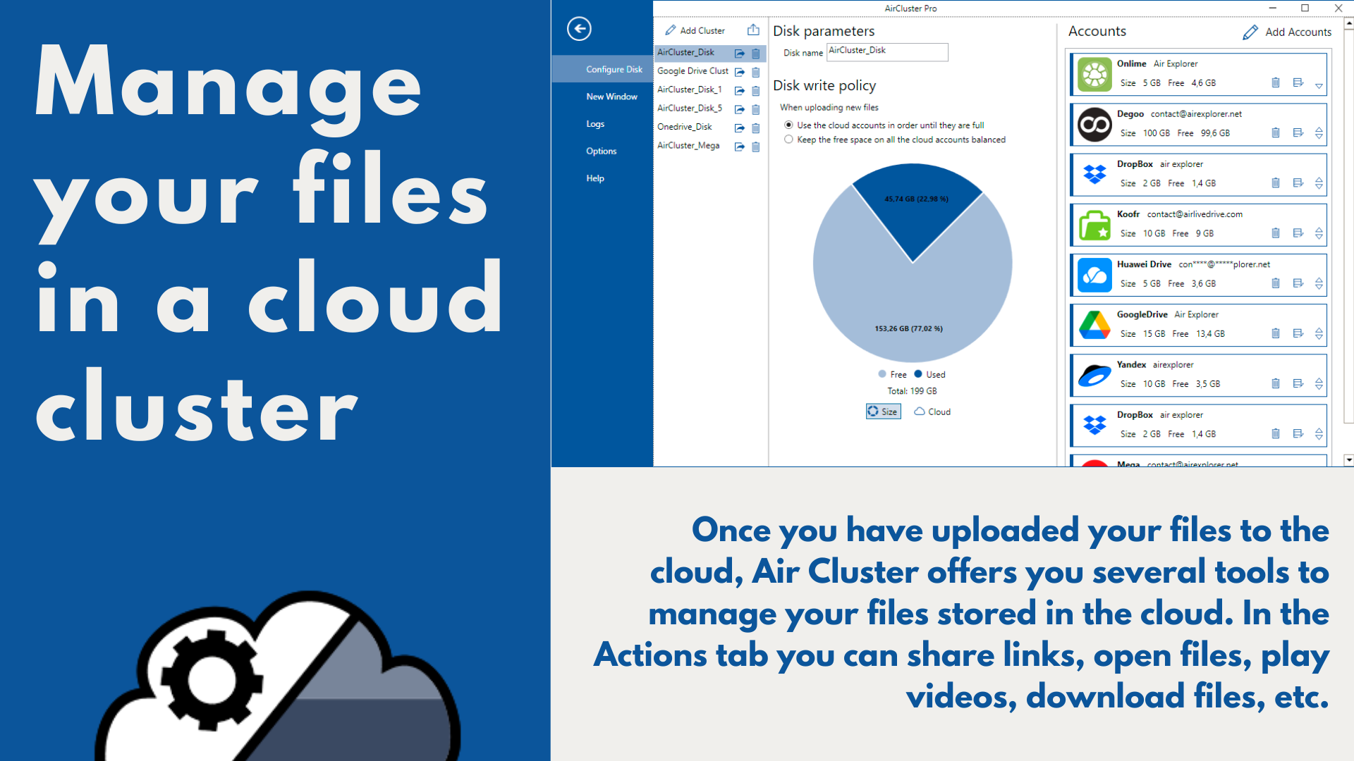 Manage your files in a cloud cluster