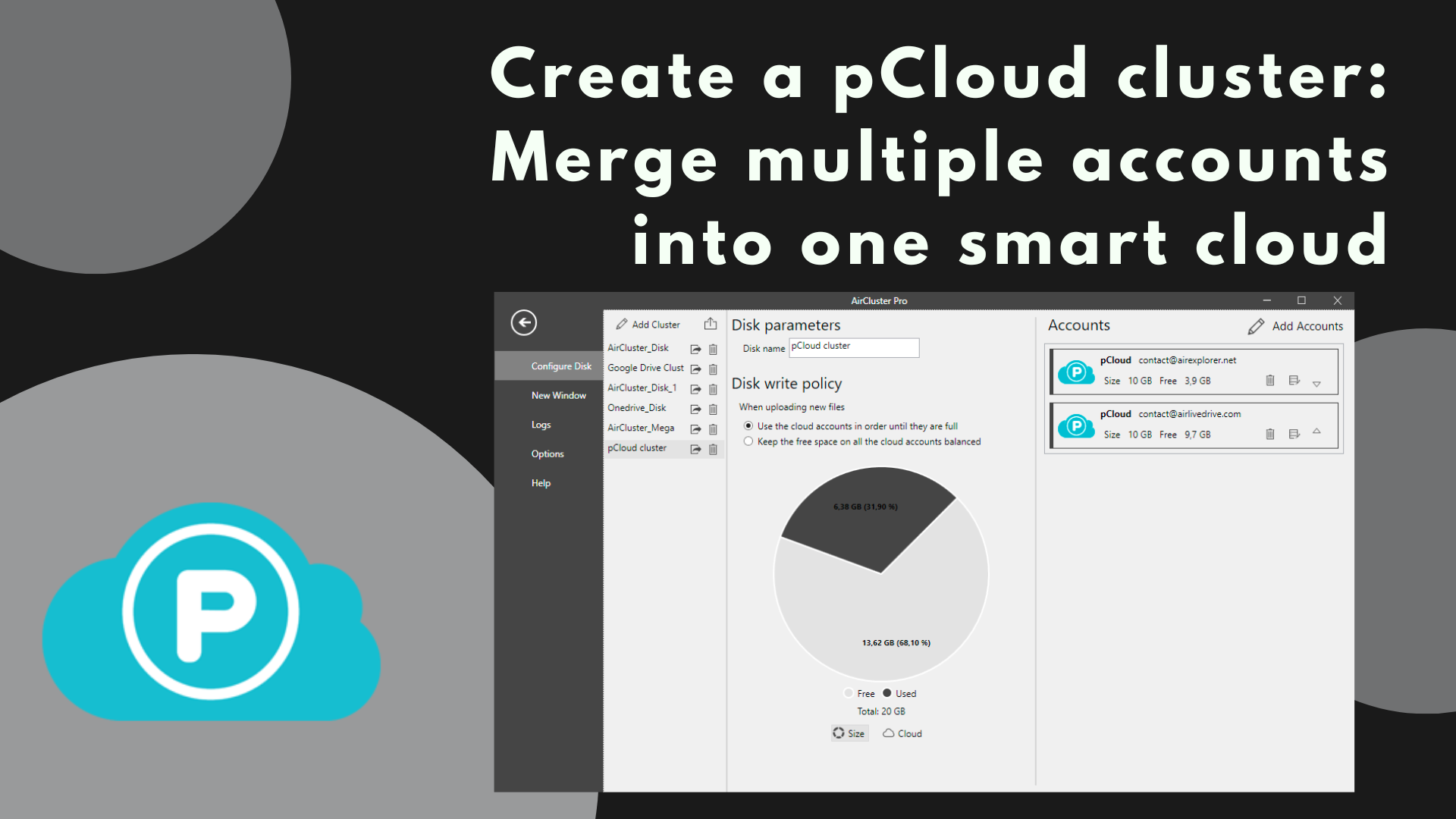 Create a pCloud cluster: Merge multiple accounts into one smart cloud